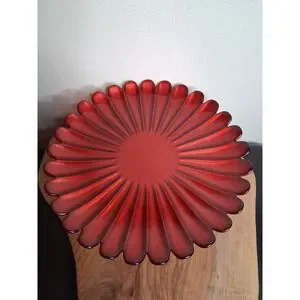 Unbranded | Dining | Ruby Red Frosted Glass Scalloped Petal Cake Stand ...